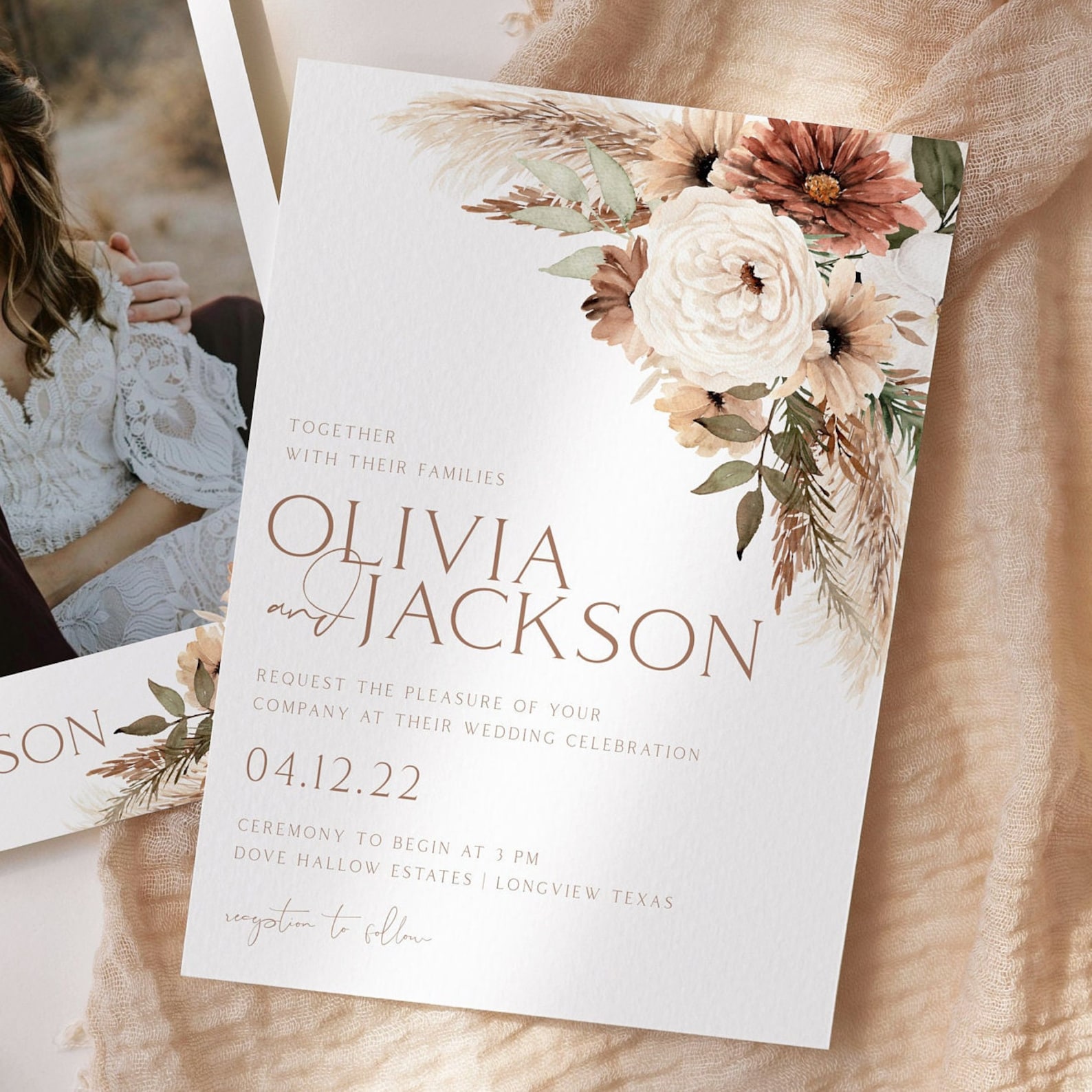 Boho Wedding Invitation Template Boho Wedding Invite Boho | Etsy