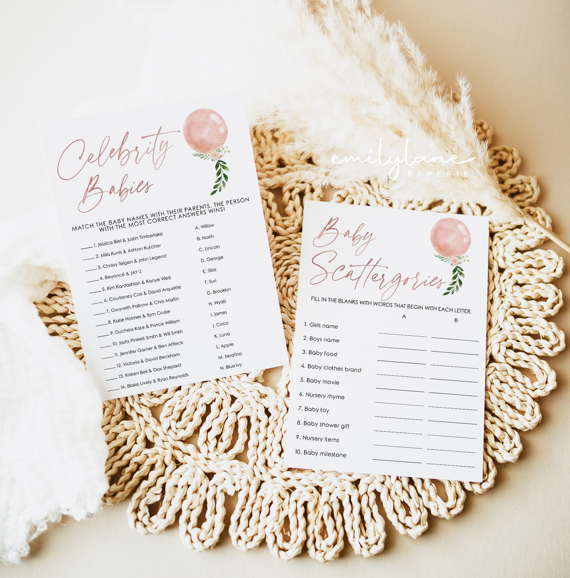 Baby Shower Games Girl Baby Shower Editable Games Printable | Etsy