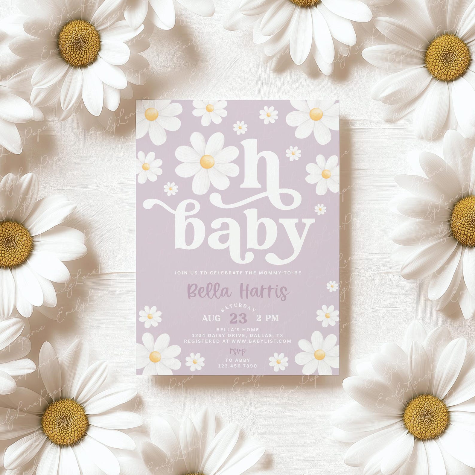 Daisy Baby Shower Invitation, Daisy Oh Baby Shower Invitation, Daisy ...