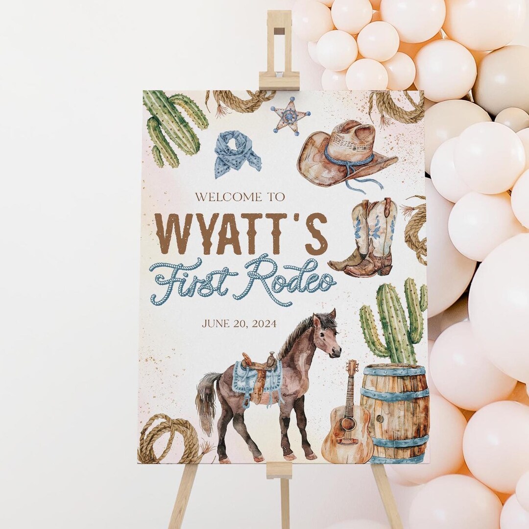 First Rodeo 1st Birthday Welcome Sign, Rodeo Birthday Welcome Sign ...