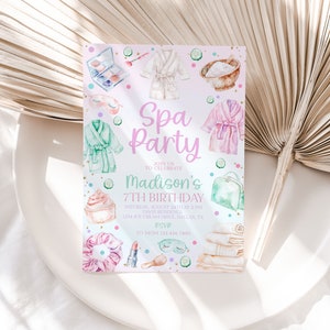 Spa Party Birthday Invitation, Pamper Party Birthday Invite, Spa Day ...