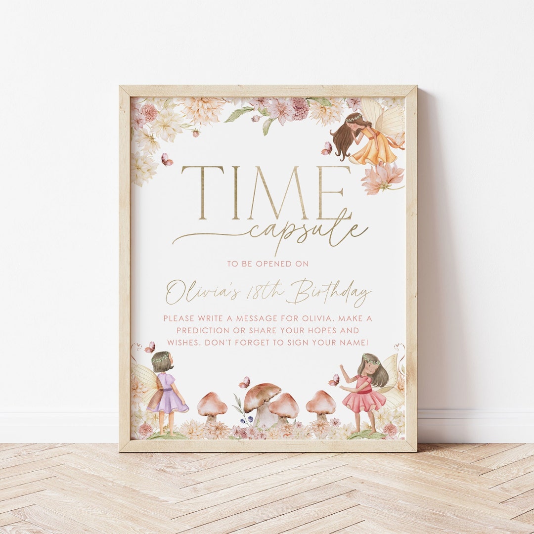 Fairy Time Capsule, 1st Birthday Time Capsule Sign, Fairy 1st Birthday ...