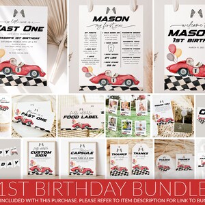 Fast One Birthday Cupcake Toppers, Red Race Car Birthday Cupcake ...