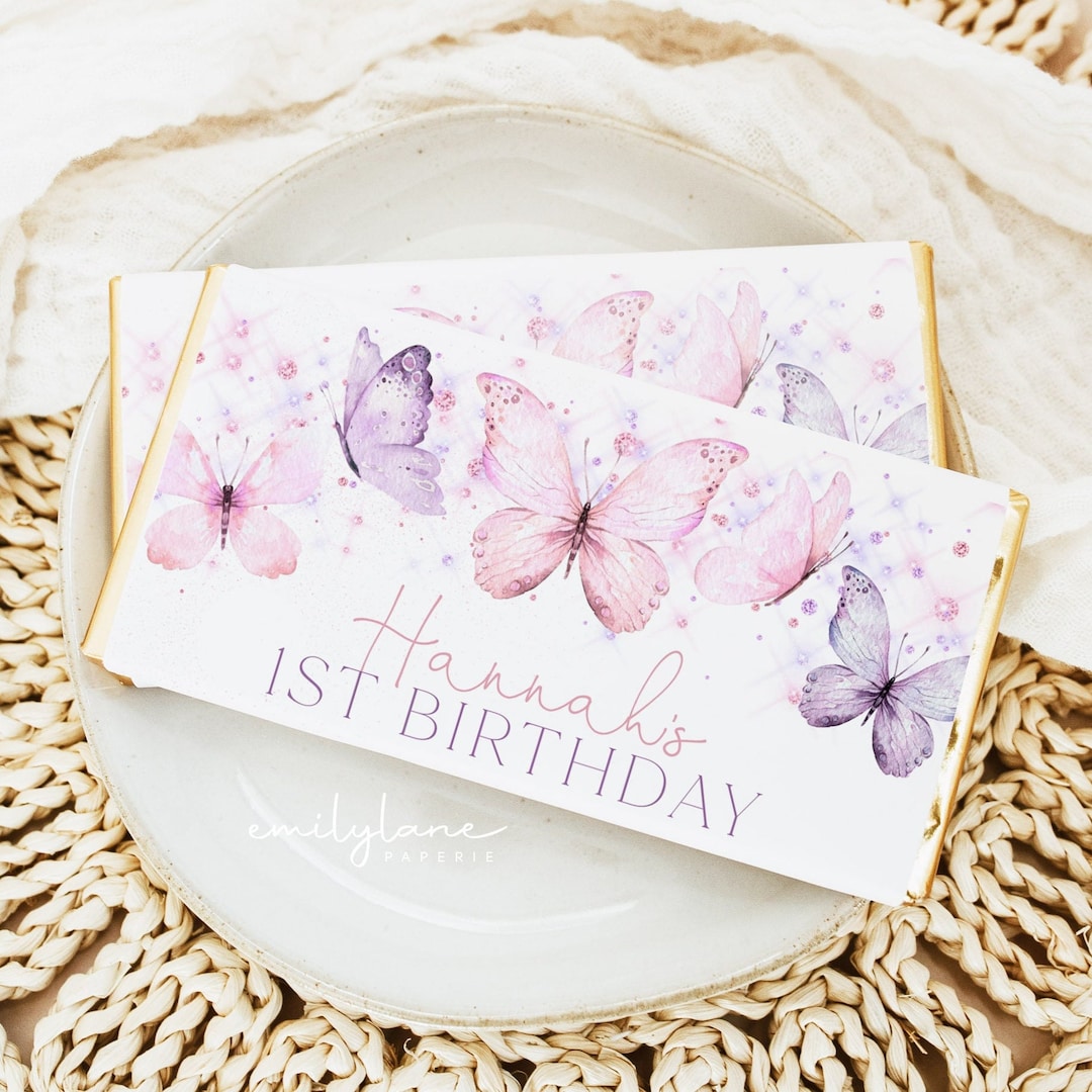 Butterfly Chocolate Bar Wrapper, Printable Candy Bar Wrapper Template ...