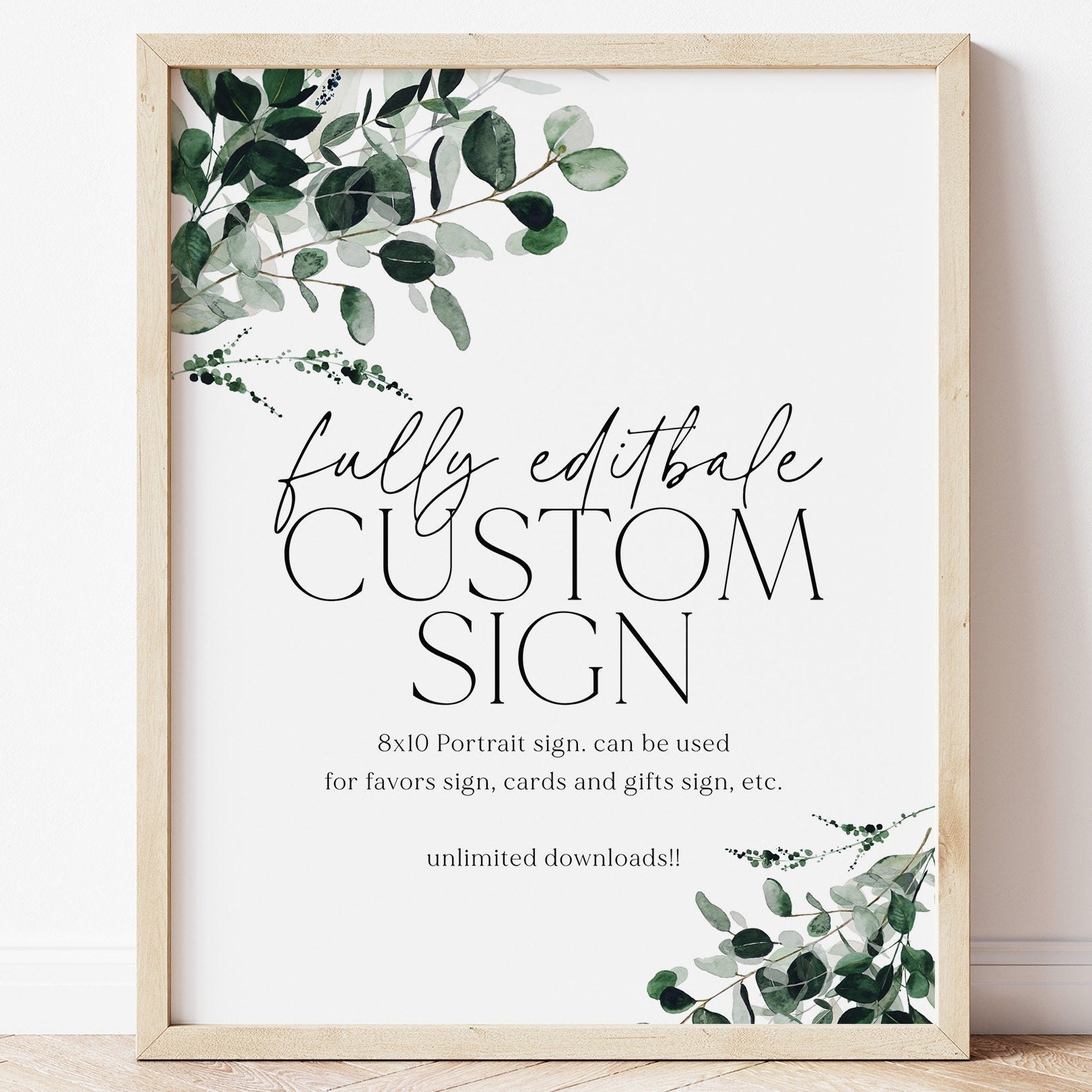 Greenery Editable Custom Sign, Boho Botanical Custom Sign, Greenery ...