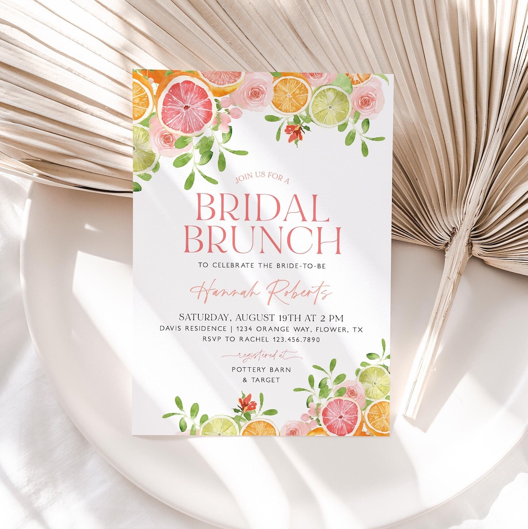 Citrus Bridal Brunch Shower Invitation, Citrus Lemon Bridal Shower ...