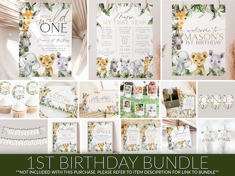 Editable Food Labels Wild One Food Label Card Safari - Etsy