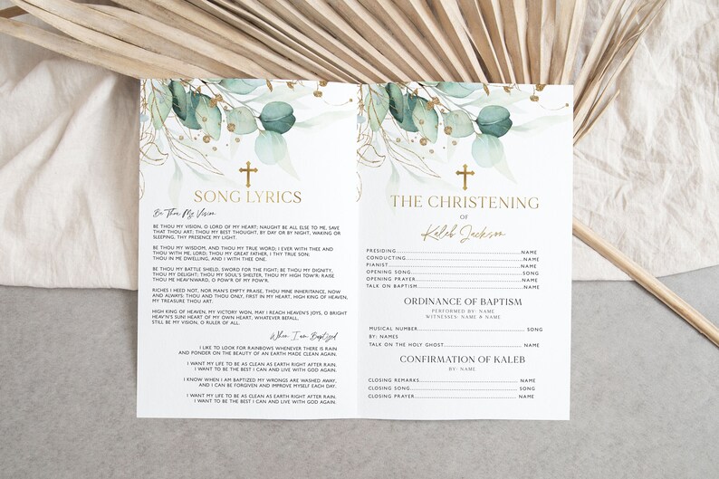 Baptism Programs Printable Christening Program Template - Etsy