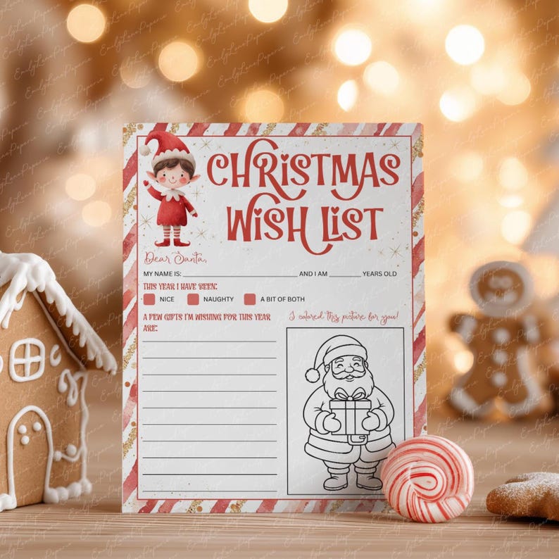 Christmas Wish List Printable, Editable Letter to Santa Template for ...