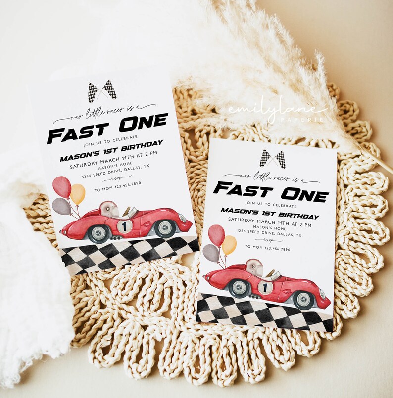 Fast One 1st Birthday Invitation Template Boy 1st Birthday - Etsy