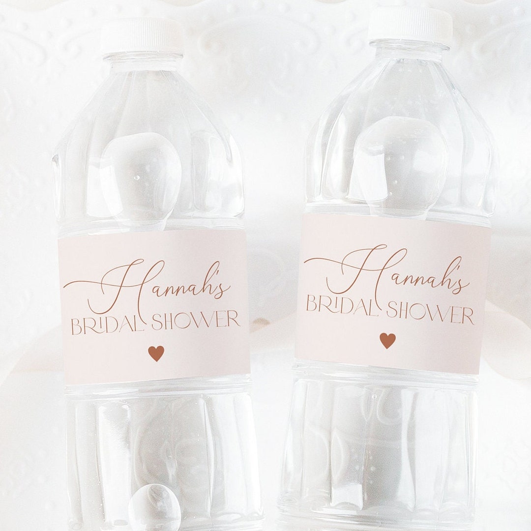 Minimal Boho Water Bottle Label, Bridal Shower Water Label, Printable ...