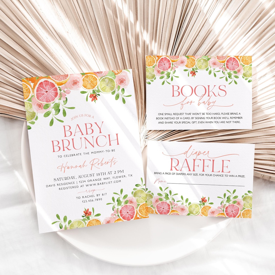Citrus Baby Brunch Shower Invitation Set, Citrus Lemon Baby Shower ...