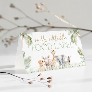 Wild One Food Label, Safari Animal Food Label Card, Jungle 1st Birthday ...