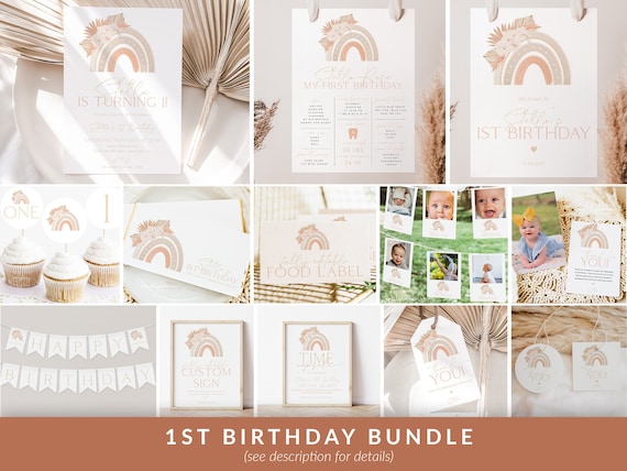 Boho Rainbow Birthday Invitation Bundle Rainbow First - Etsy Canada