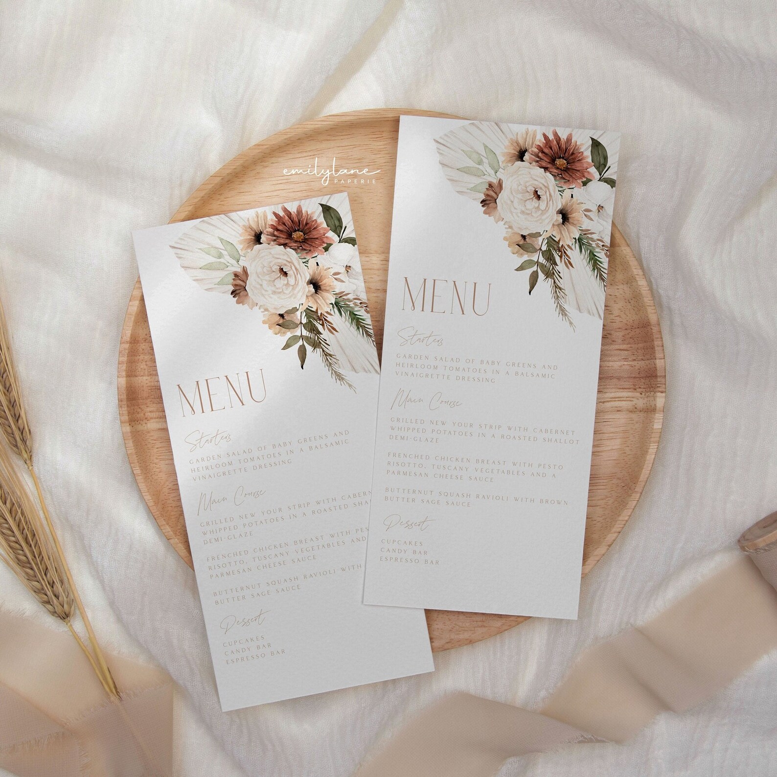 Boho Menu Template Printable Bridal Shower Menu Boho Floral - Etsy