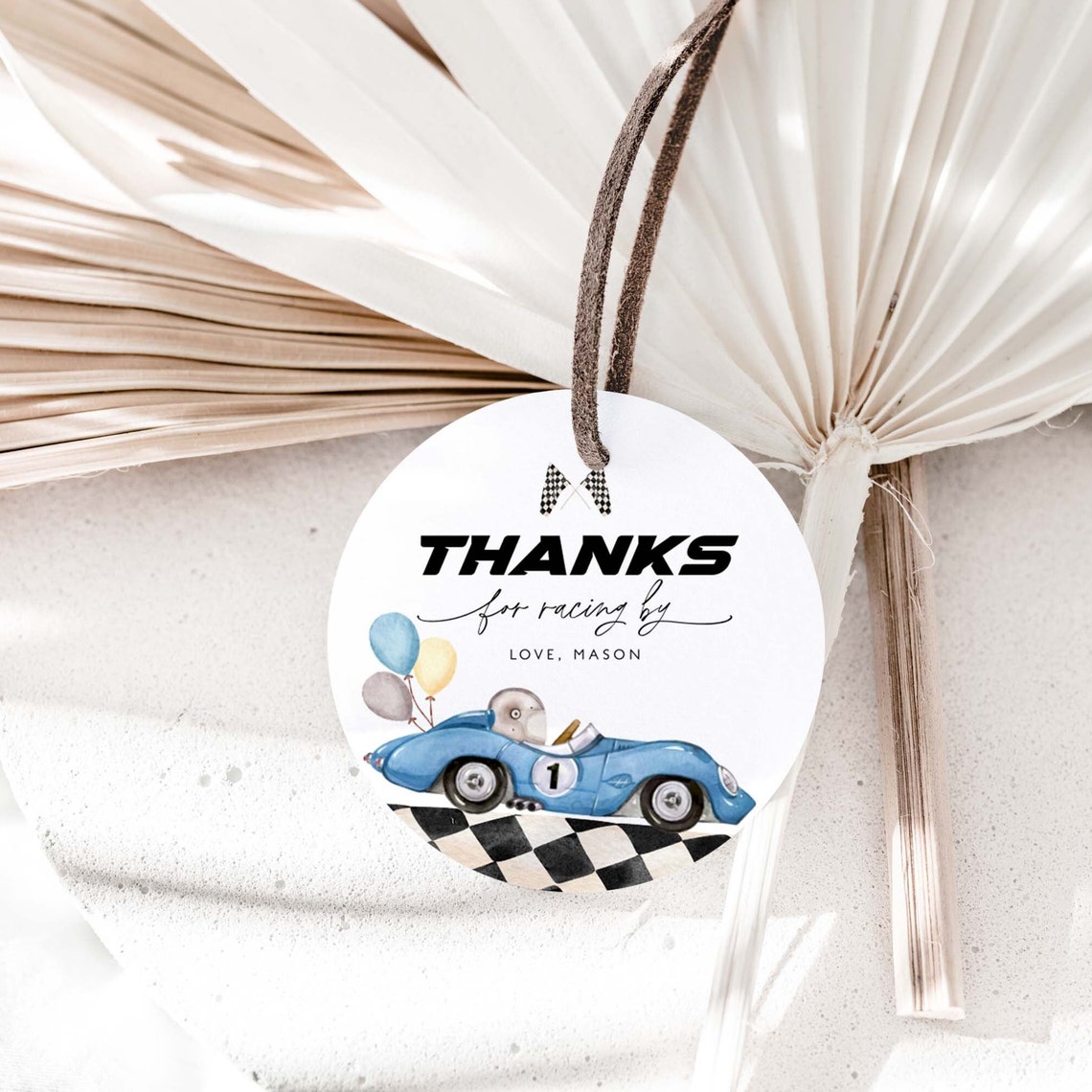 Fast One Birthday Thank You Favor Tag, Blue Race Car Birthday Thank You ...