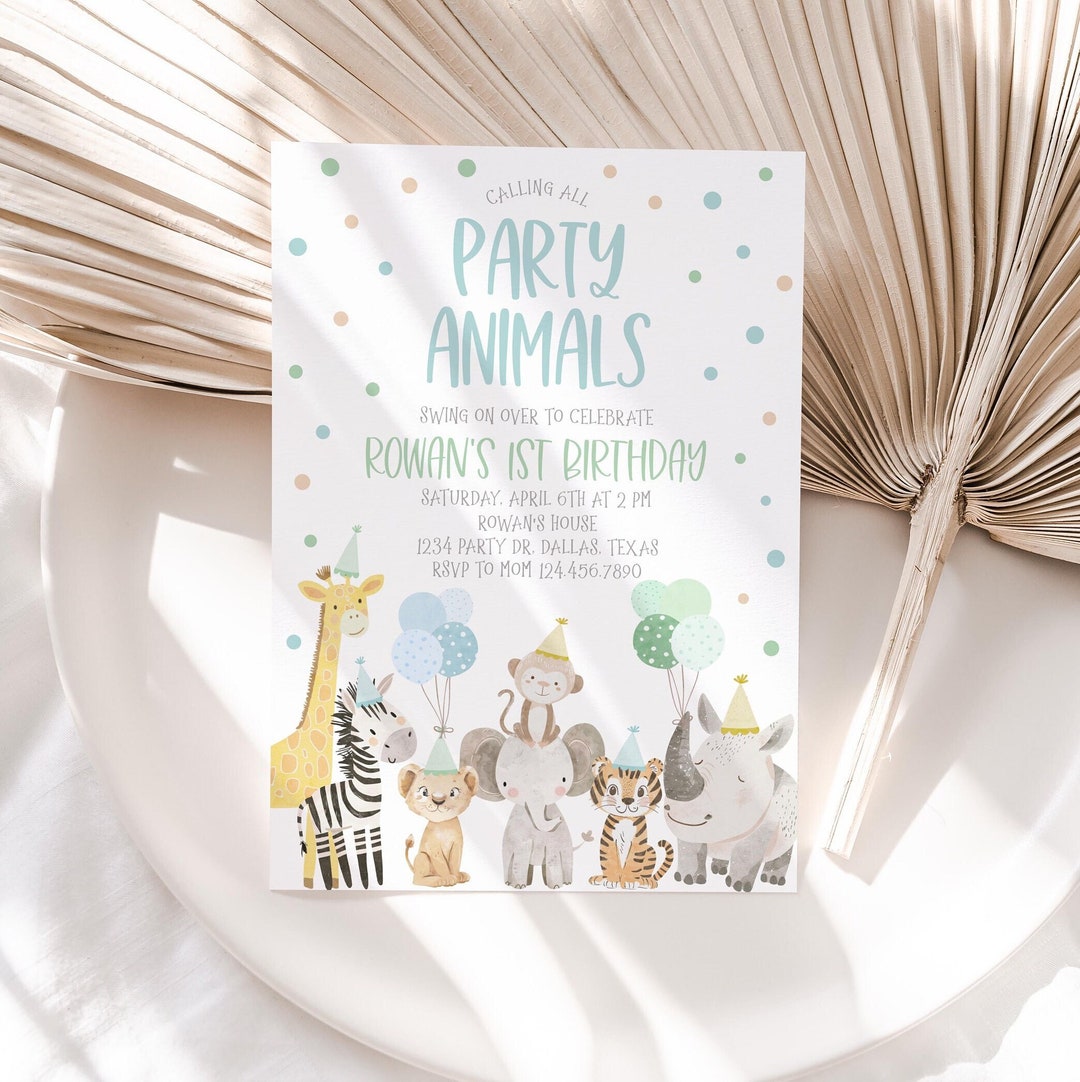 Party Animals Birthday Invitation, Calling All Party Animals 1st ...