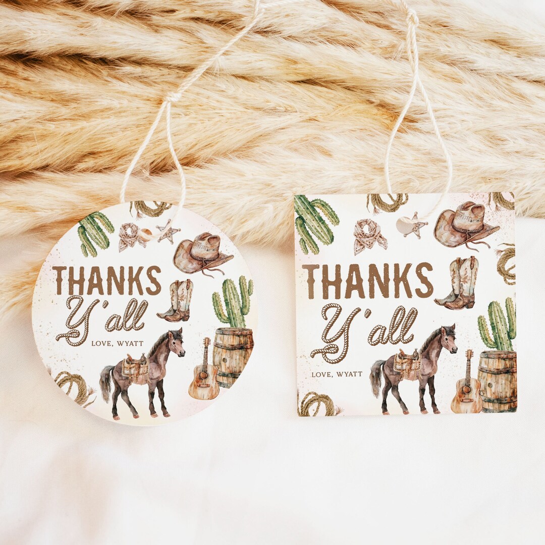 Western Thank You Favor Tag, 1st Rodeo Thank You Favor Tag, Rodeo 1st ...