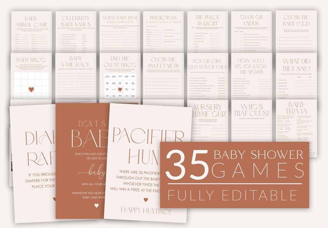 Boho Baby Shower Games, Baby Shower Editable Games, Printable Games ...
