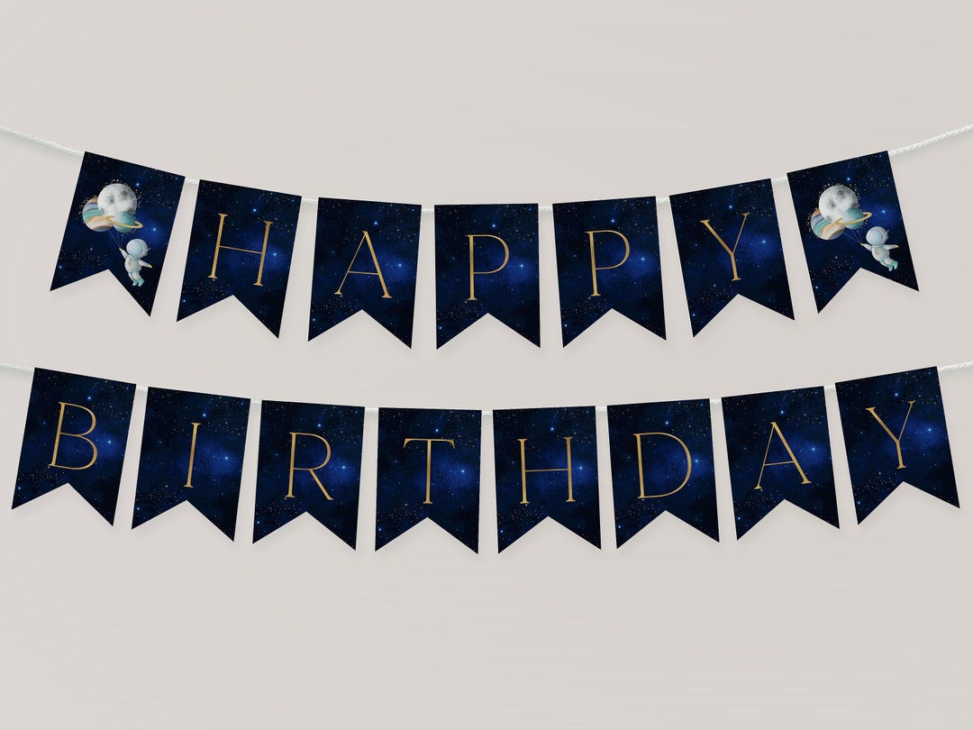 Outer Space Happy Birthday Banner, Space Happy 1st Birthday Banner ...