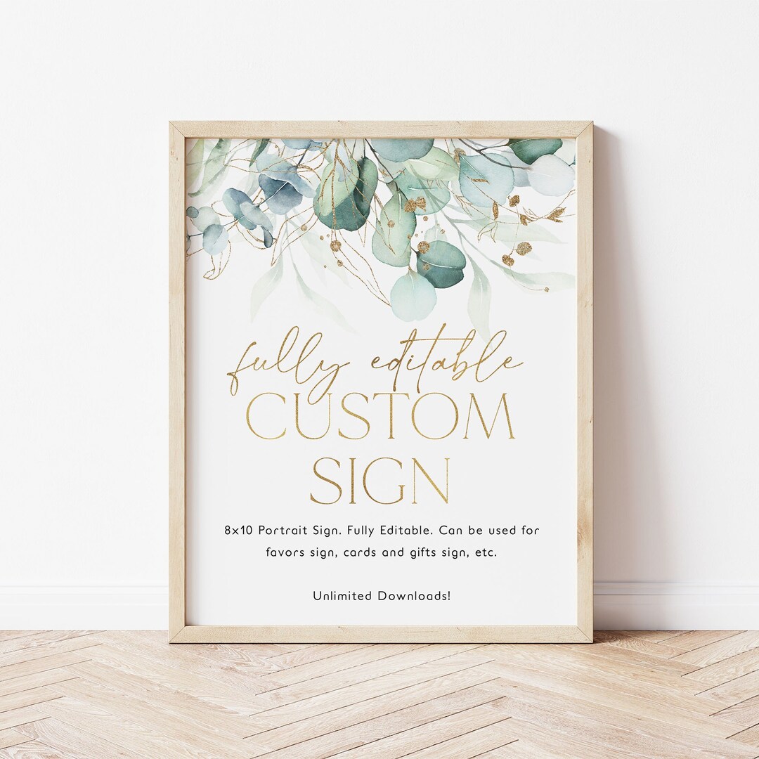 Greenery Editable Sign, Custom 8x10 Sign, Greenery Baby Shower Editable ...