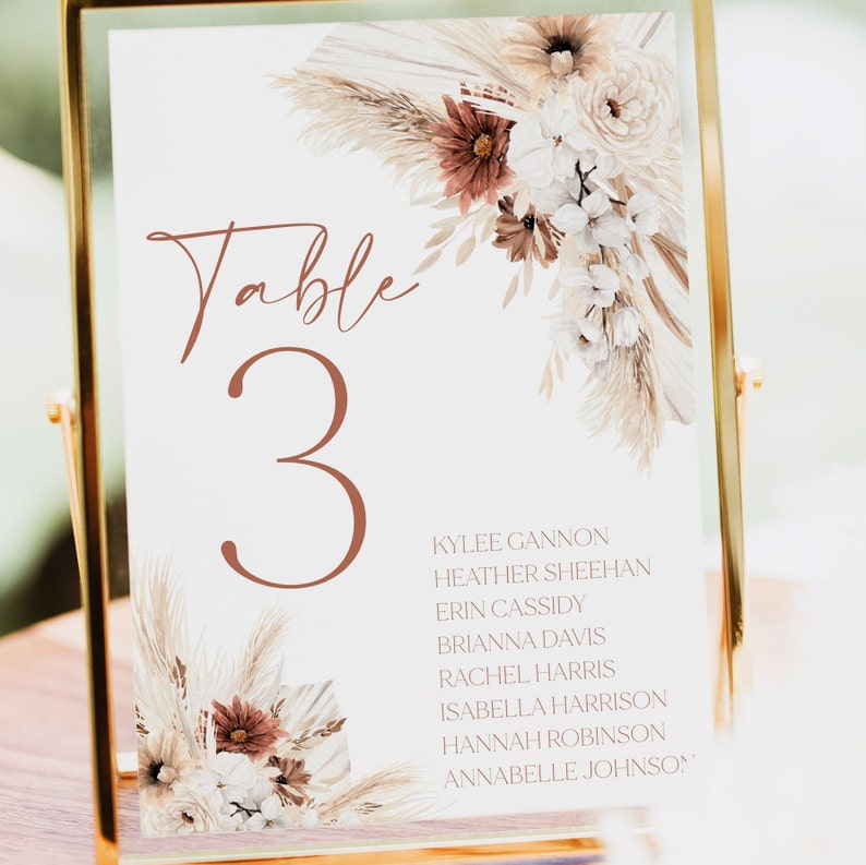 Boho Table Numbers, Bridal Shower Table Numbers, Boho Floral Table ...