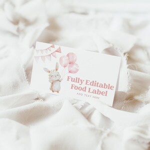 Bunny Food Labels, 1st Birthday Food Label Card, Food Tent Card, Folded ...