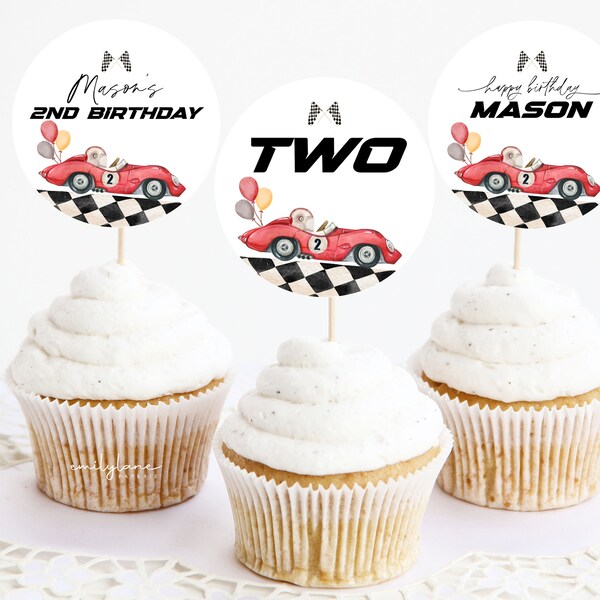 Two Fast Birthday Cupcake Toppers - Etsy
