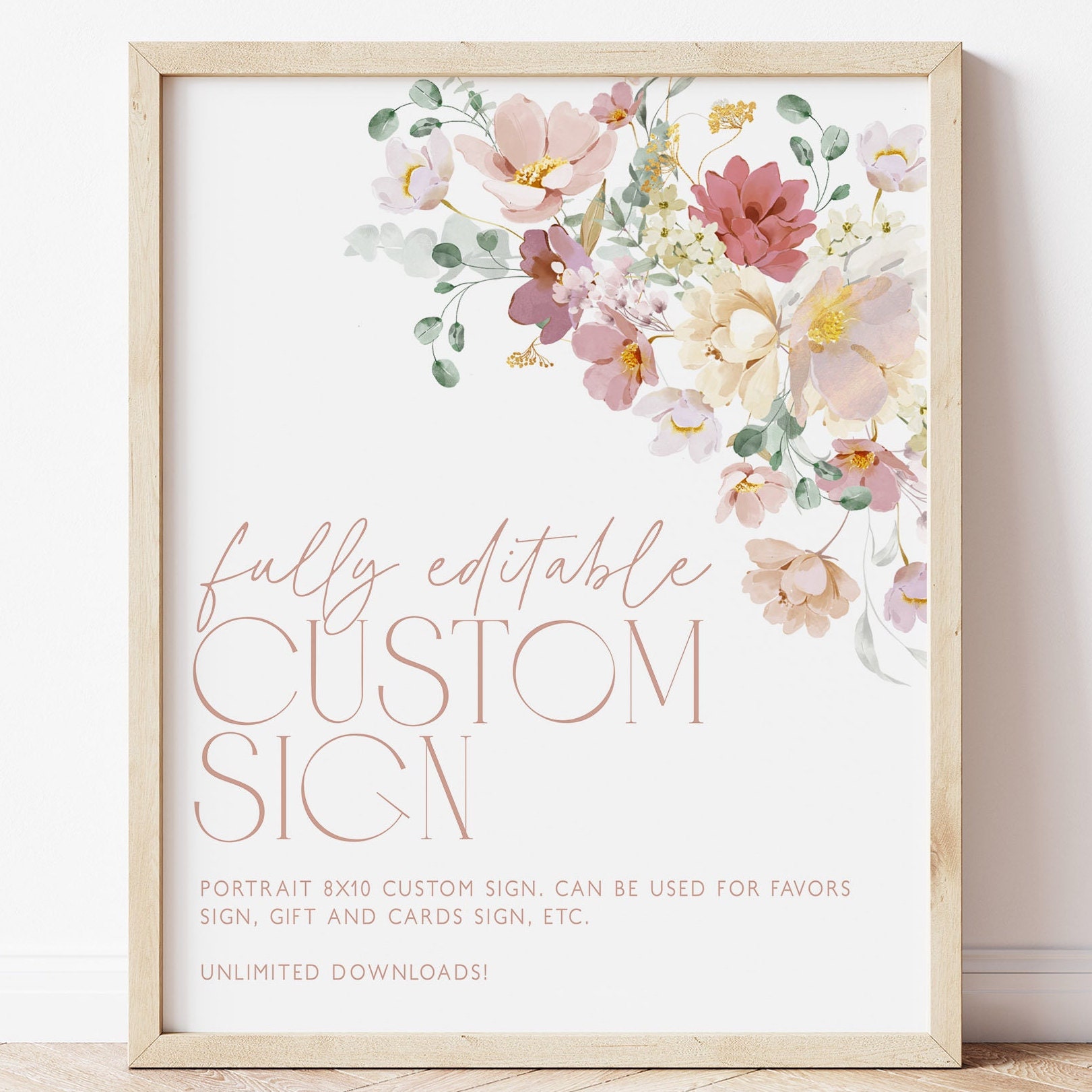 Floral Editable Custom Sign Pink Floral Custom Sign Spring - Etsy