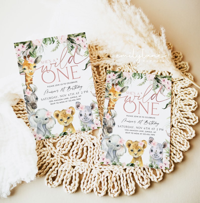 Wild One Birthday Girl Invitation Wild One Invitation - Etsy