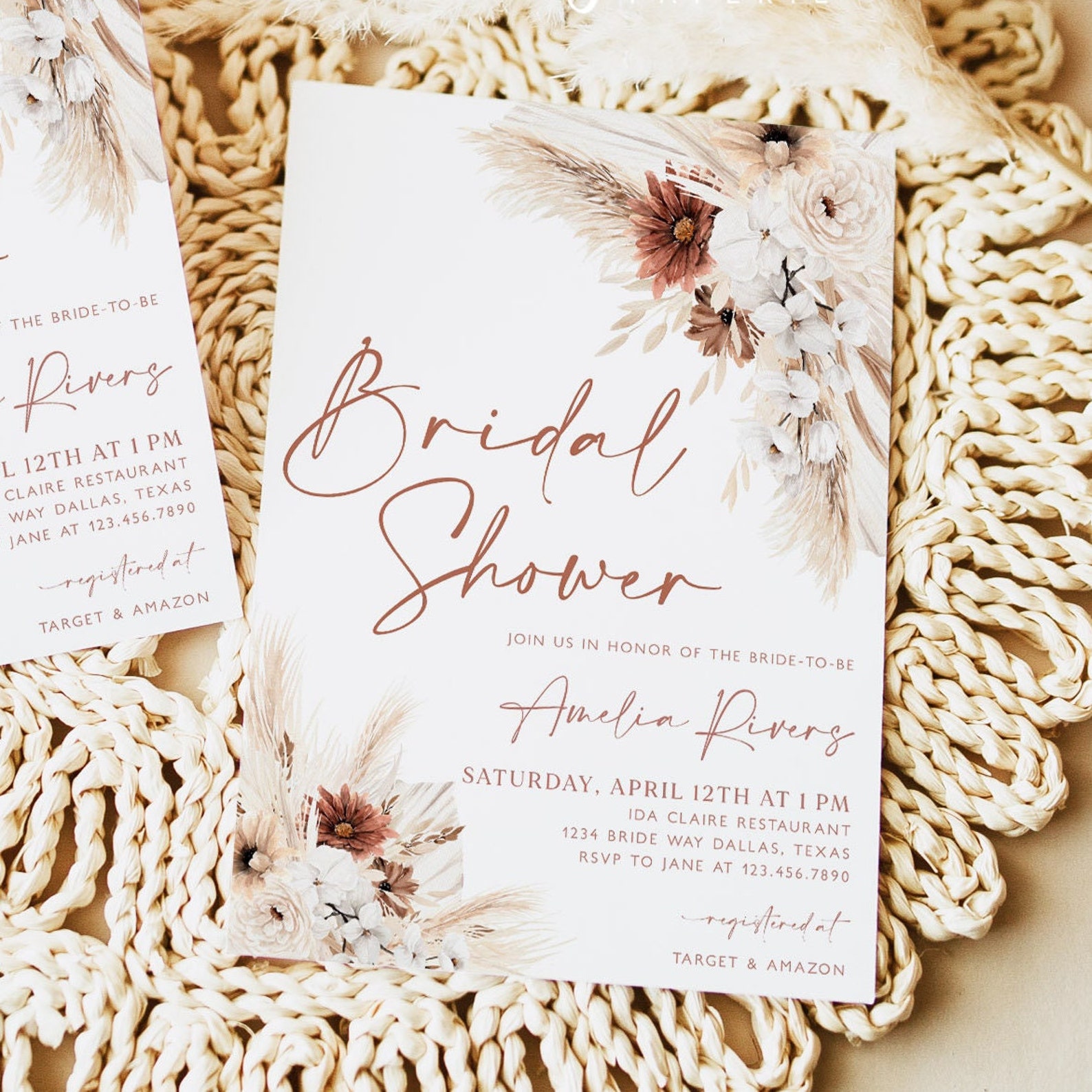 Boho Bridal Shower Invitation, Bohemian Bridal Shower Invite, Boho ...