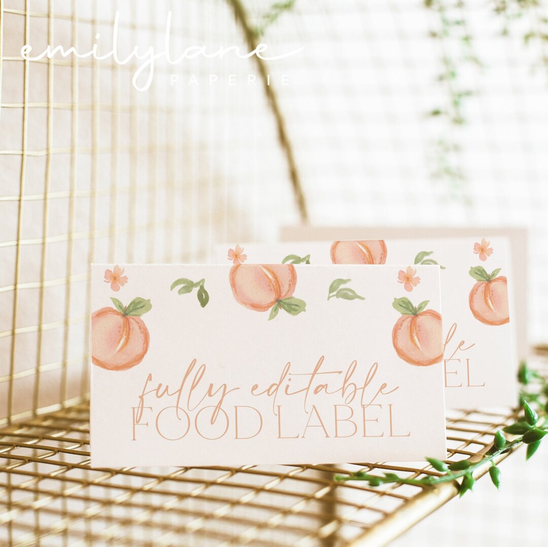 Editable Food Labels, Peach Food Label Card, Sweet as a Peach Birthday ...