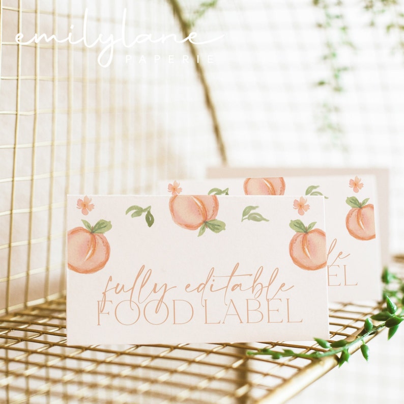 Editable Food Labels Peach Food Label Card Sweet as a Peach - Etsy
