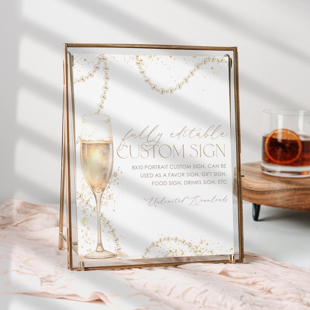 Custom Sign, Editable 8x10 Custom Sign, Pearl Necklace Custom Sign ...