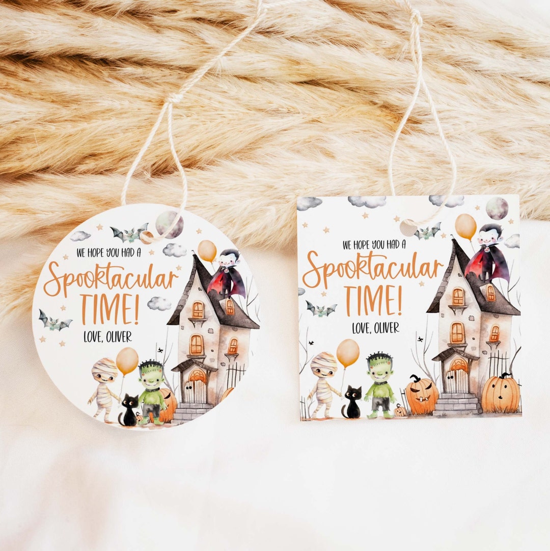 Spooky One Birthday Thank You Favor Tag, Spooktacular Time Thank You ...