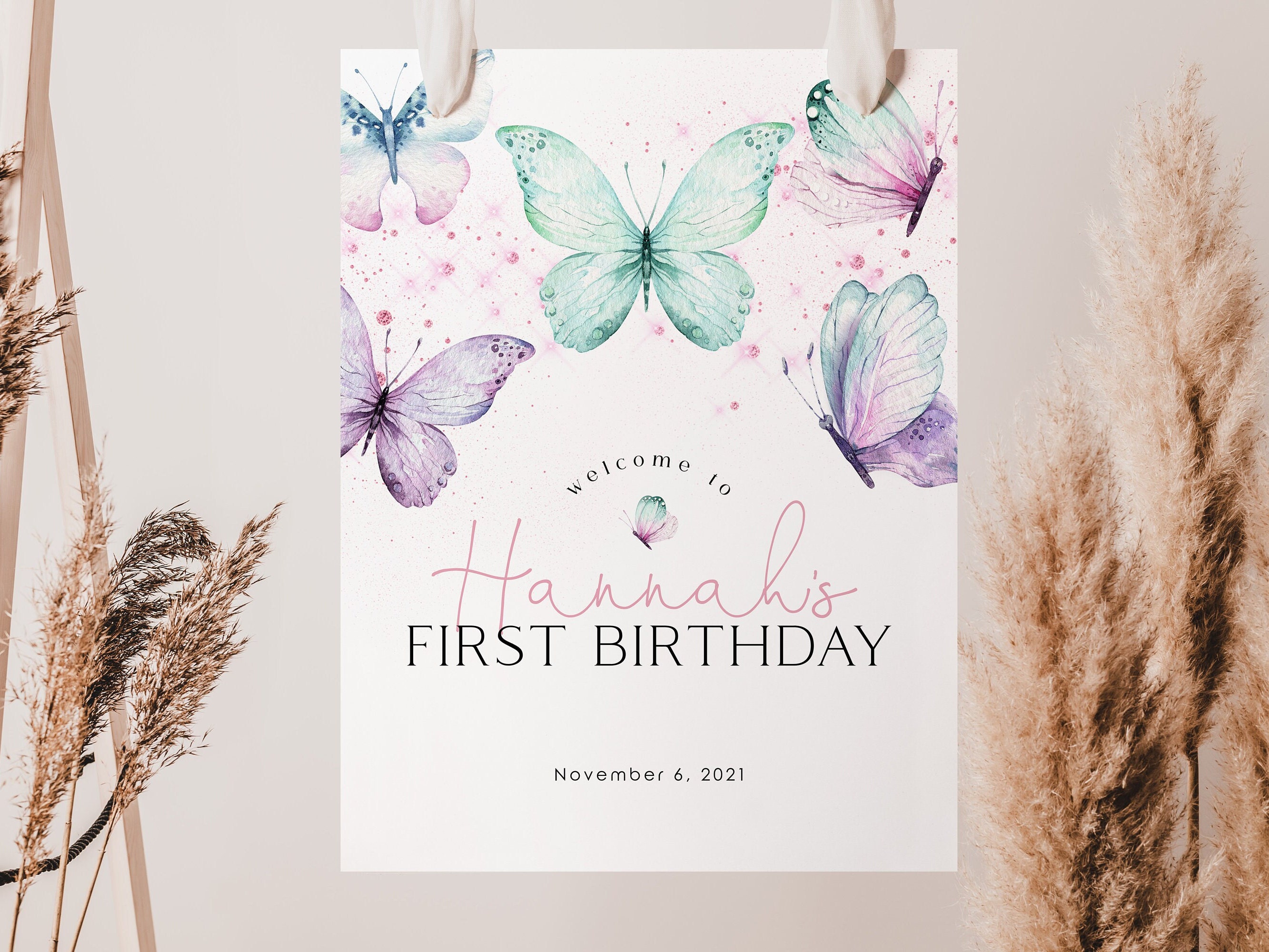 Butterfly 1st Birthday Welcome Sign Butterfly Birthday - Etsy
