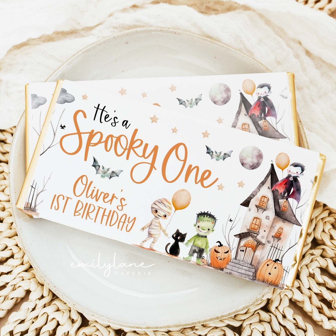 Spooky One Chocolate Bar Wrapper, Halloween Candy Bar Wrapper Template ...
