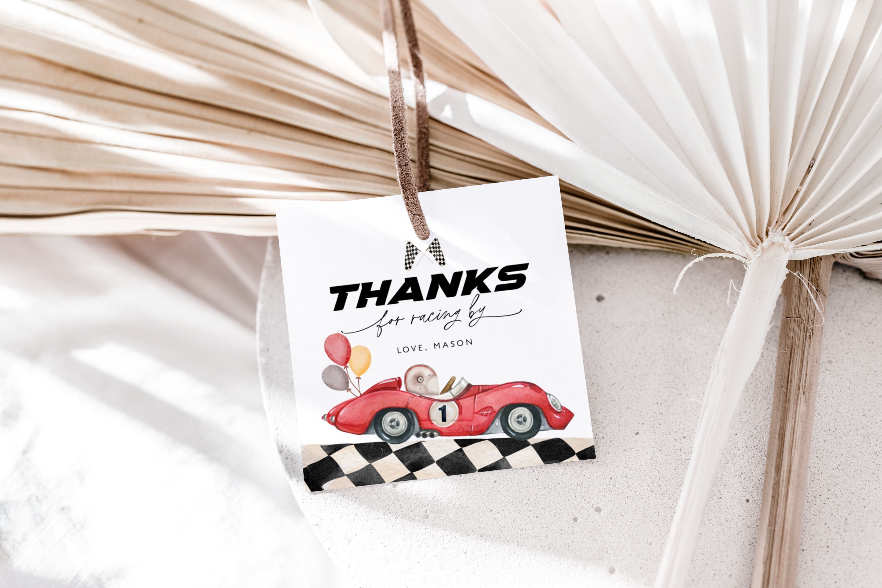Fast One Birthday Thank You Favor Tag, Red Race Car Birthday Thank You ...