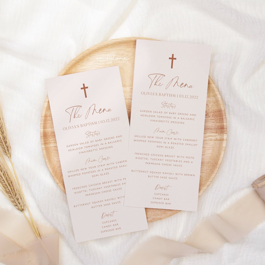 Baptism Menu Template, Printable Christening Menu Template, Printable ...