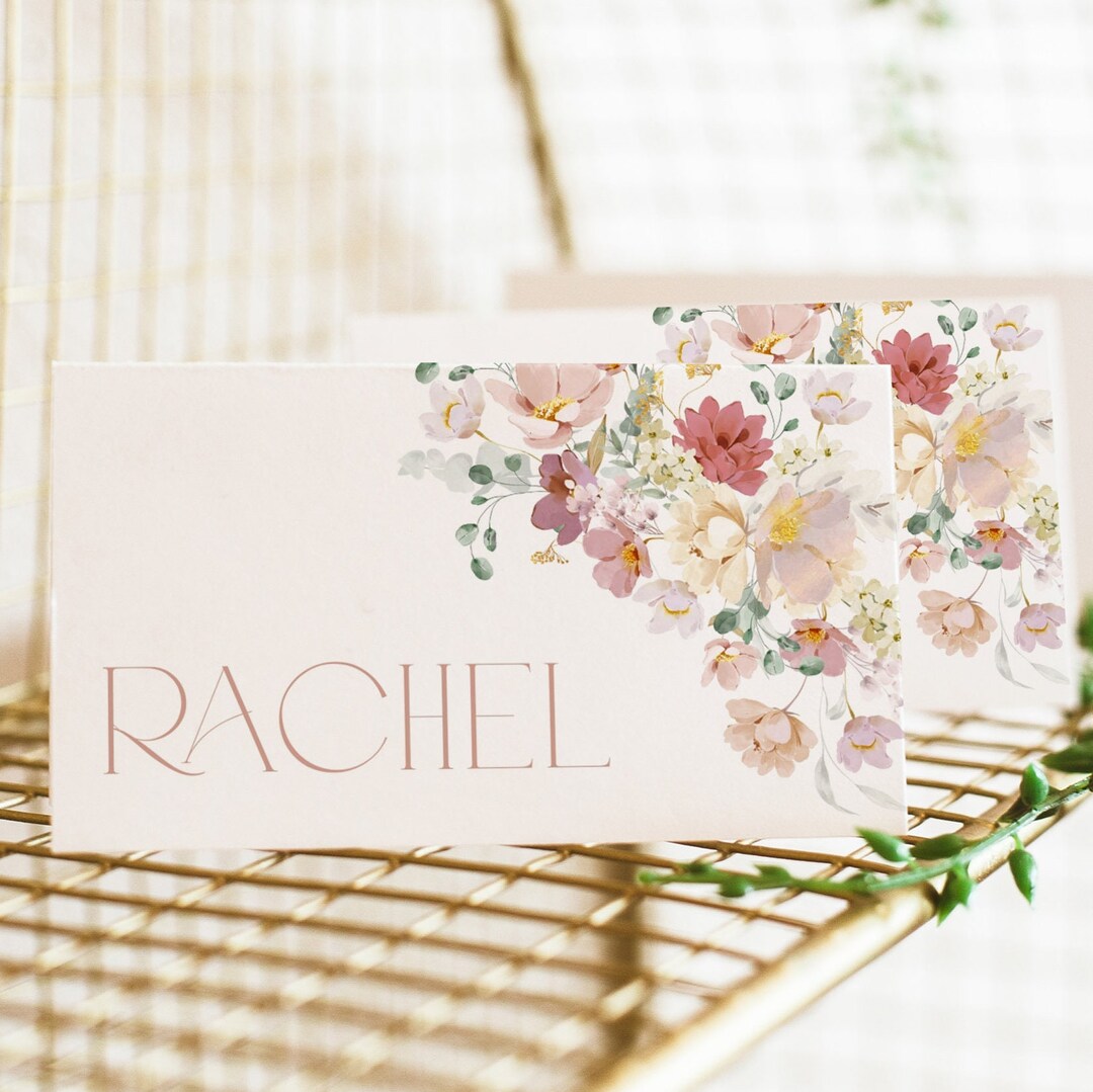 Floral Place Card Template, Printable Place Cards, Bridal Shower Place ...
