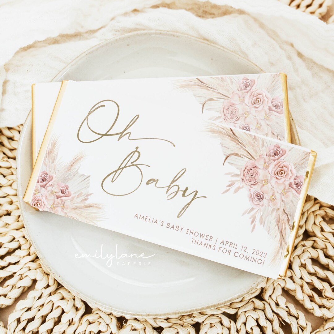 Pink Boho Chocolate Bar Wrapper, Pink Boho Candy Bar Wrapper Template ...