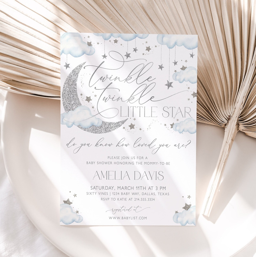 Twinkle Twinkle Little Star Invitation, Baby Shower Invitation, Boy ...