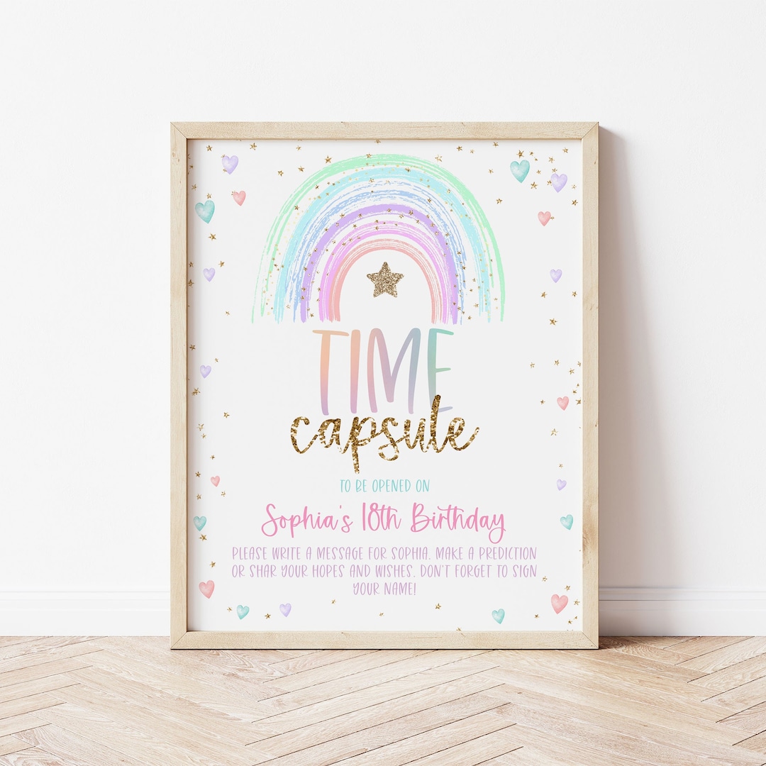 Pastel Rainbow 1st Birthday Time Capsule, 1st Birthday Time Capsule ...