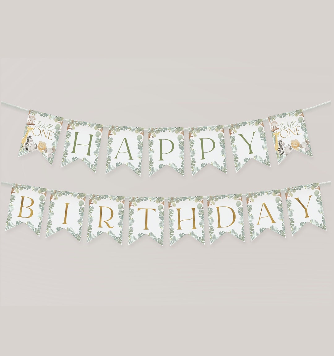 Wild One Happy Birthday Banner, Happy 1st Birthday Banner Printable ...
