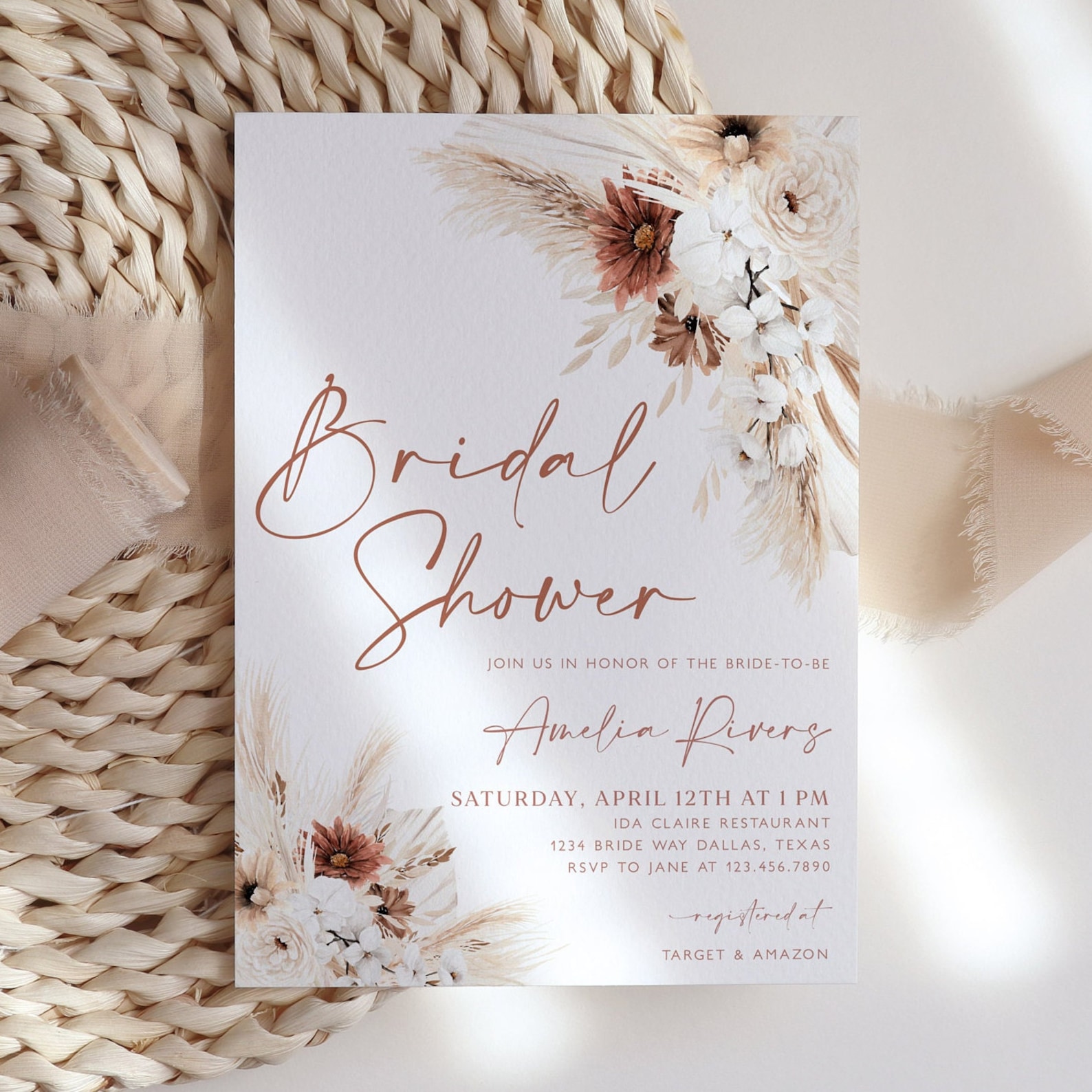 Boho Bridal Shower Invitation, Bohemian Bridal Shower Invite, Boho ...
