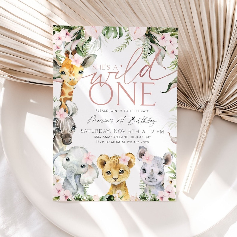Wild One Birthday Girl Invitation Wild One Invitation - Etsy