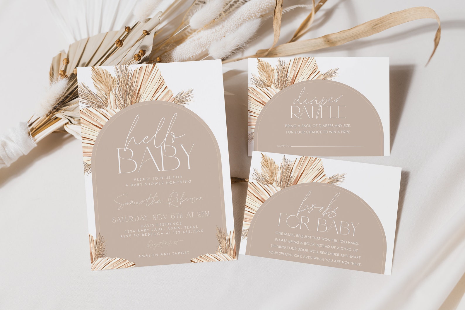 Boho Baby Shower Invitation Set Boho Arch Baby Shower Invite | Etsy