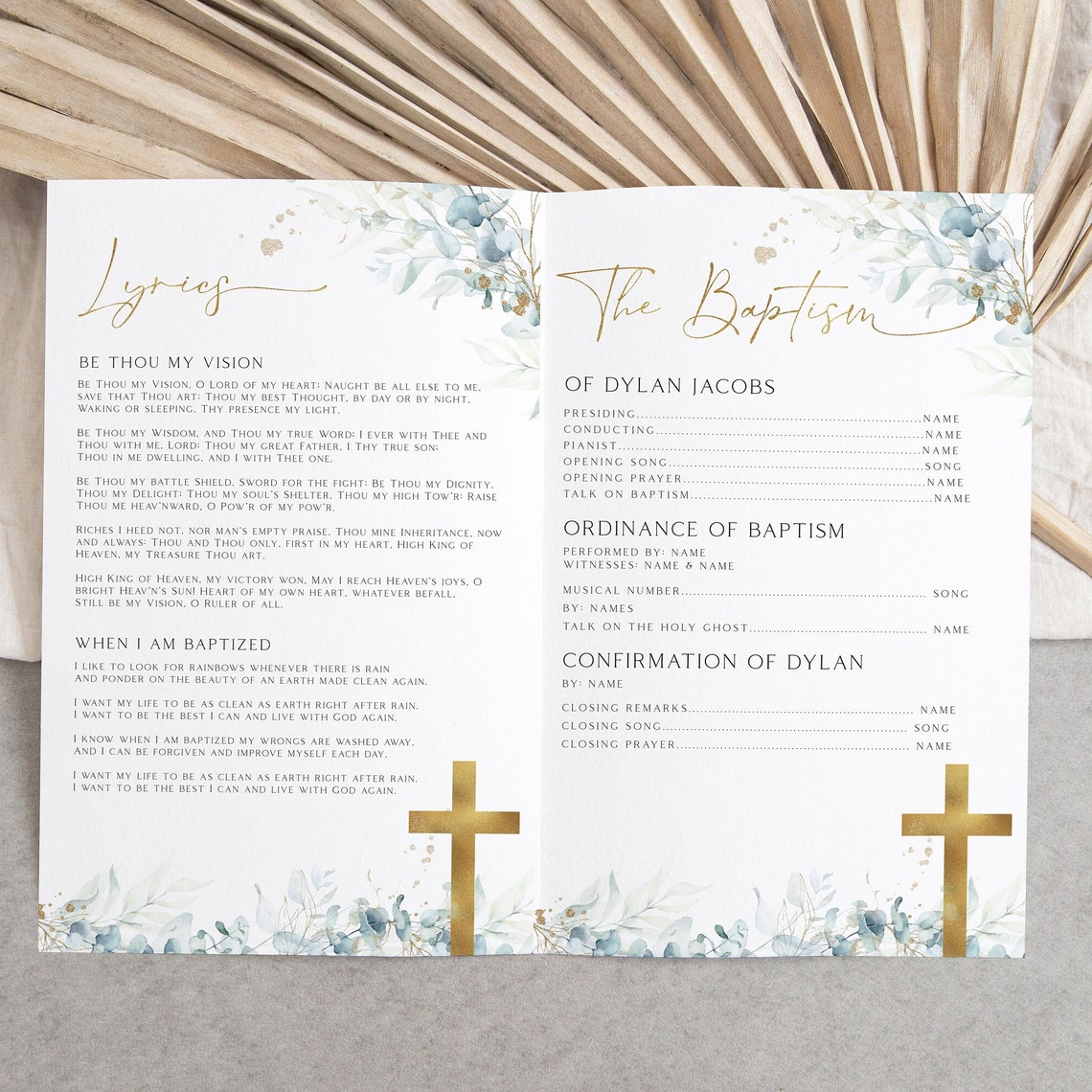 Baptism Programs Printable Christening Program Template - Etsy
