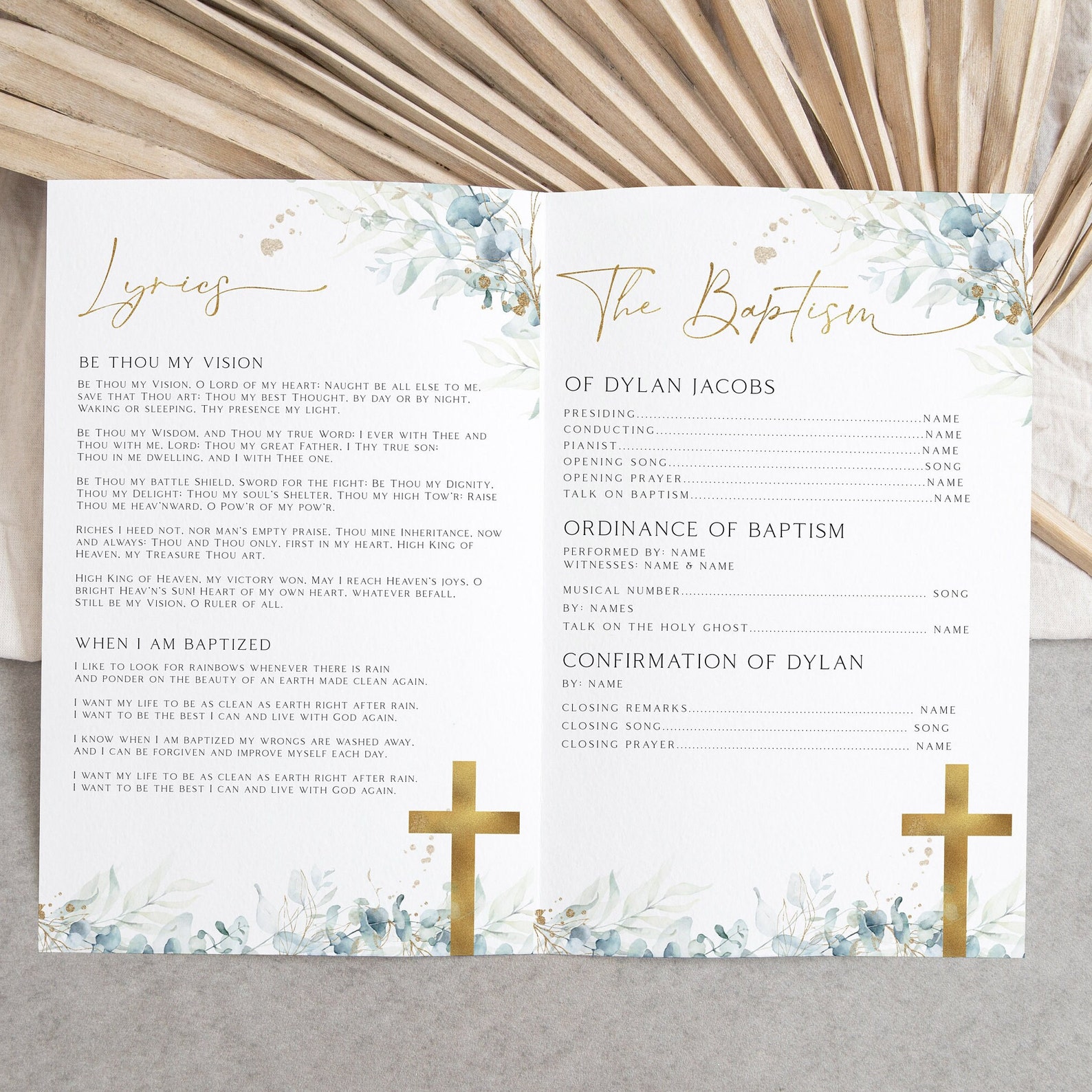 Baptism Programs Printable Christening Program Template - Etsy