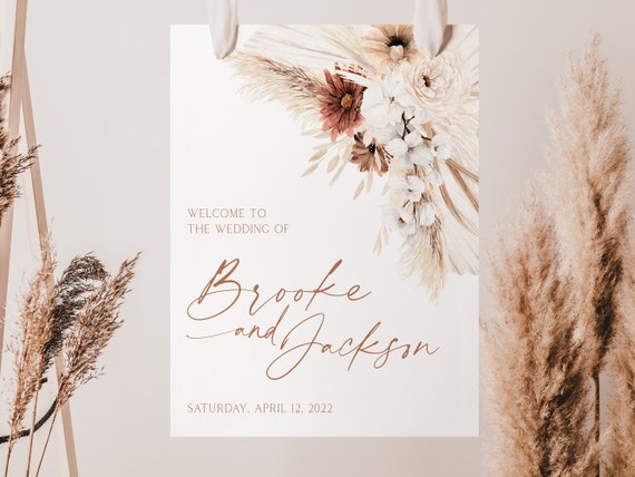 Boho Floral Wedding Welcome Sign Template Wedding Welcome - Etsy